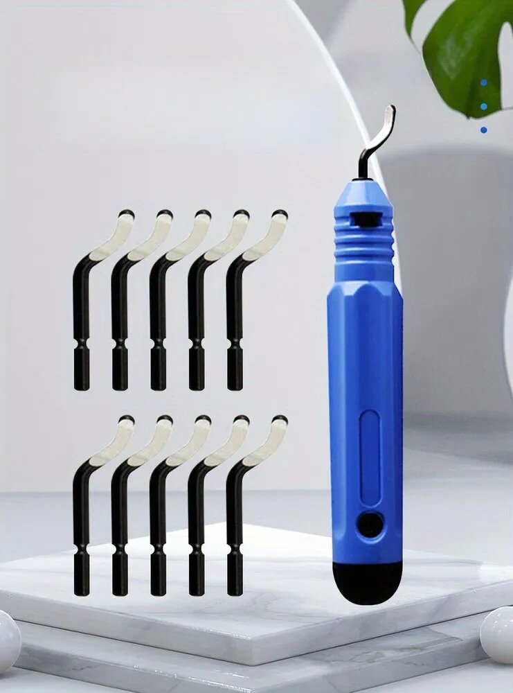 Нож-шабер для удаления заусенцев, Фаскосниматель гратосниматель, для обрезки кромок, заусенцев, облоев, алюминий, набор с 10 лезвиями