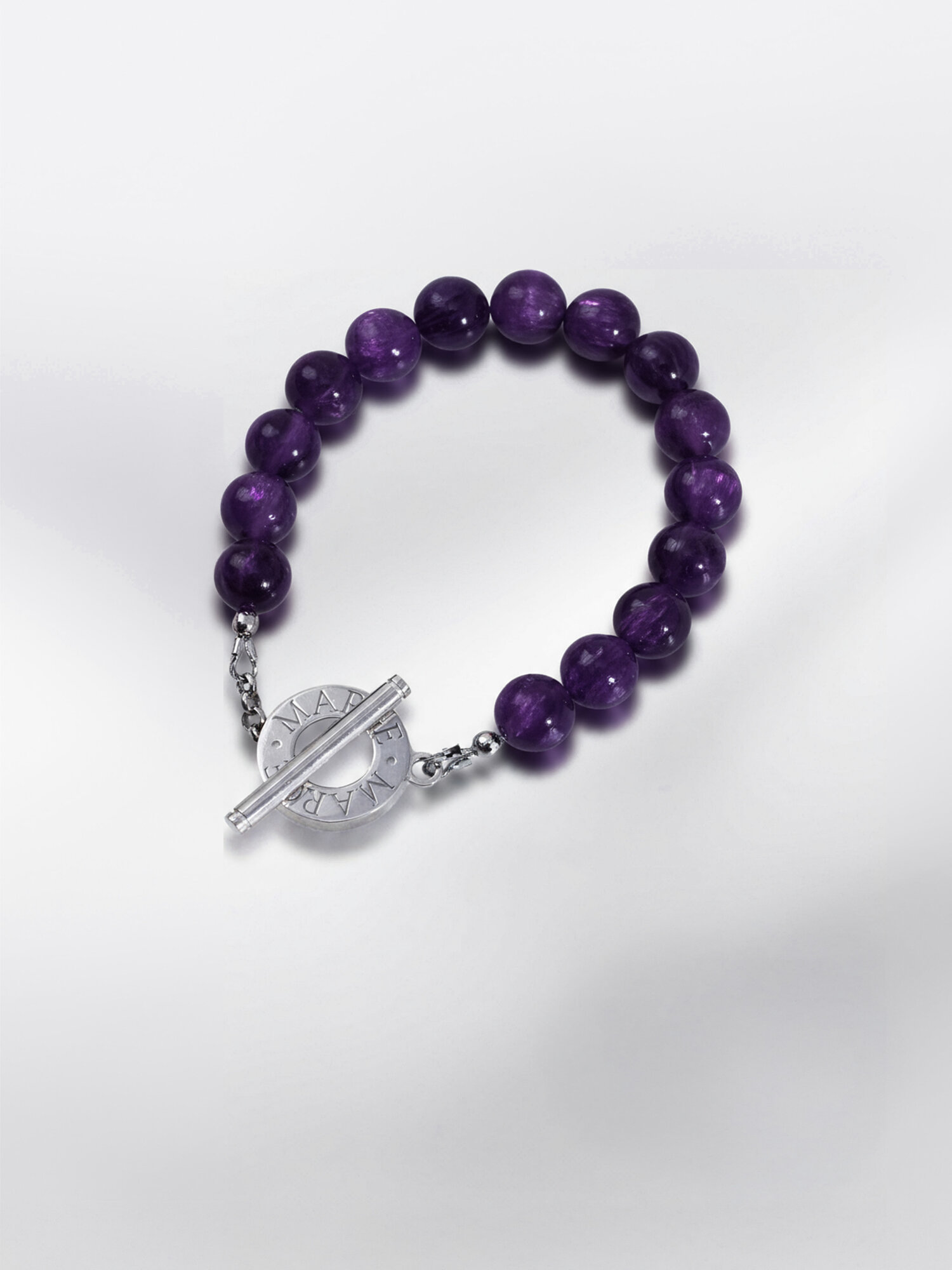 Браслет-цепочка, серебро, 925 проба, родирование, аметист