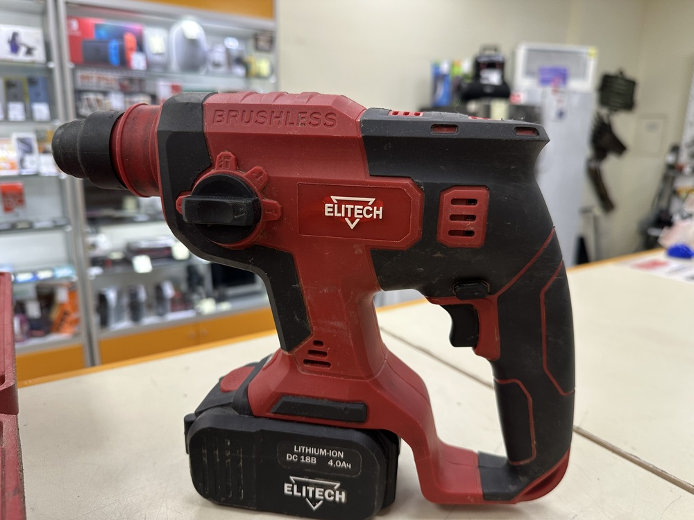 Перфоратор аккумуляторный Elitech ПА 18БЛМ, 18 В Li-Ion 4 Ач, 1.7 Дж