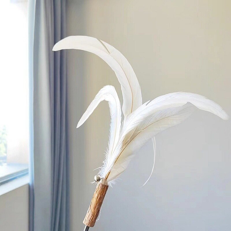 Игрушка для кошек, экстра длинная палка с перьями фазана/страуса, дразнилка с колокольчиком, игрушка для кошек, оптовая продажа от производителя