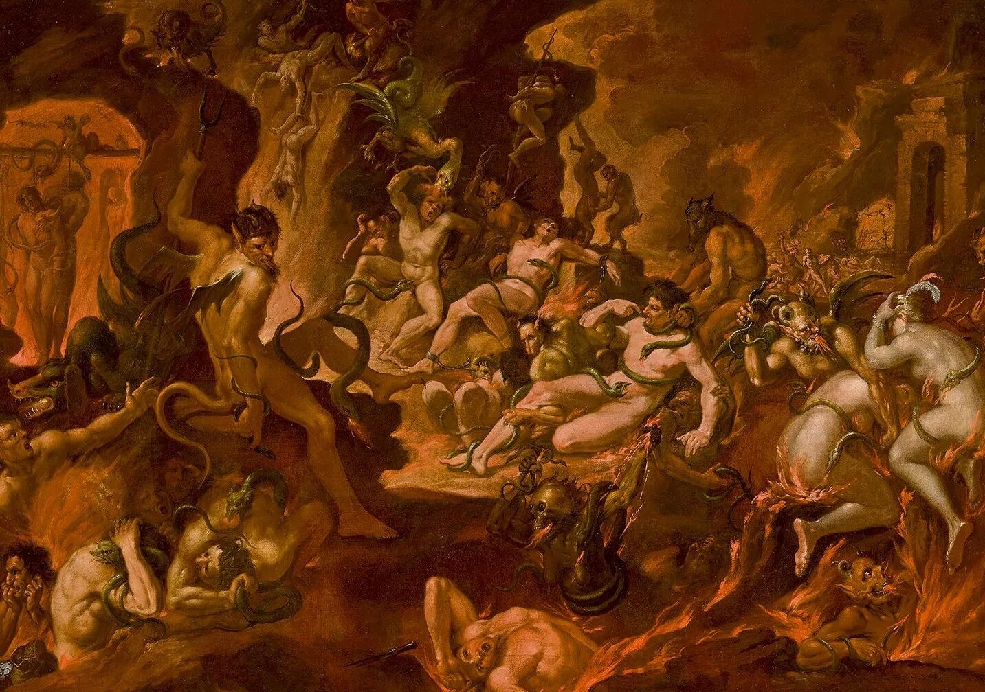 Печать на холсте "Адская сцена" 50x70см, цвет 16
