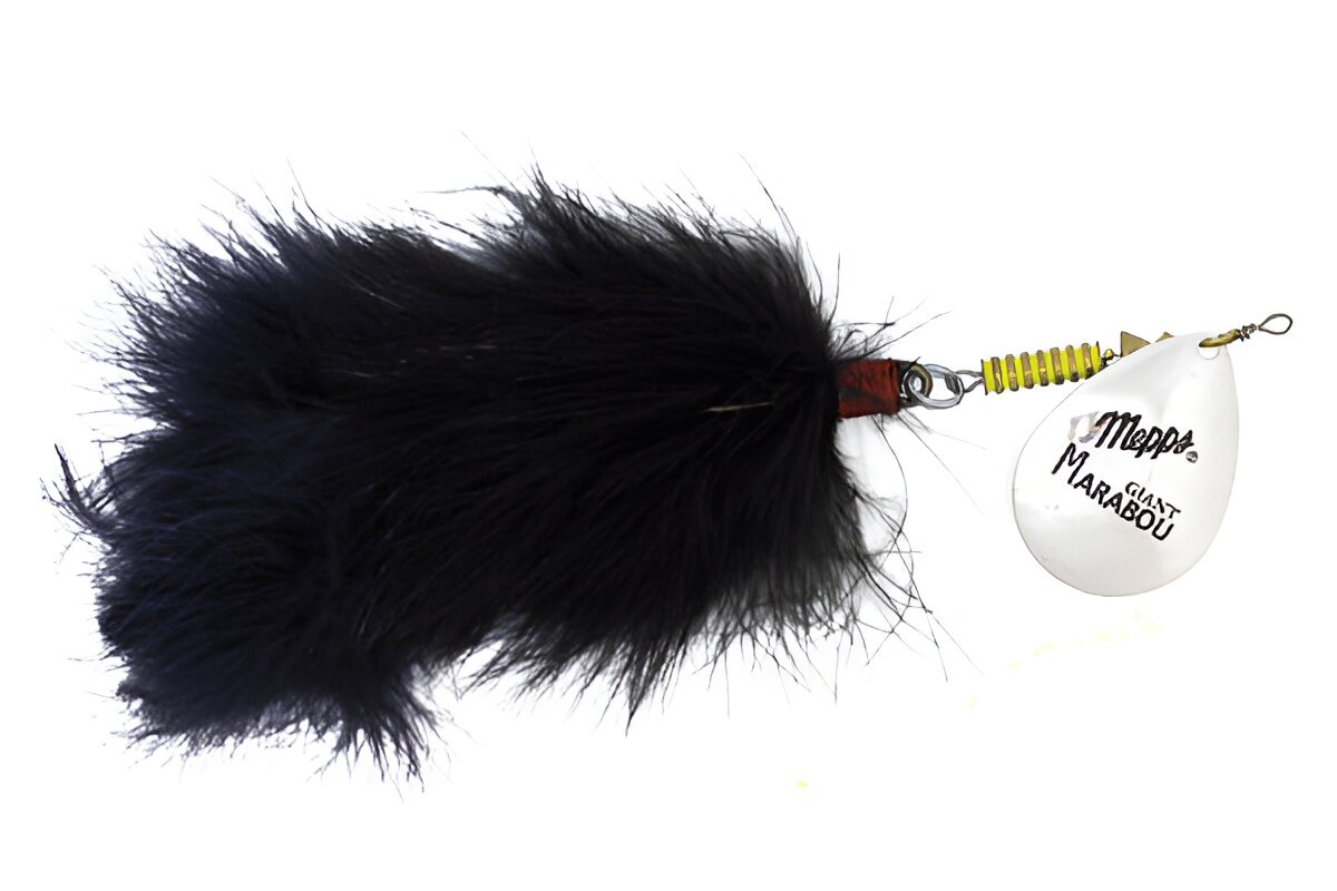 Блесна вращающаяся Mepps GIANT MARABOU, Silver/Black (блистер)