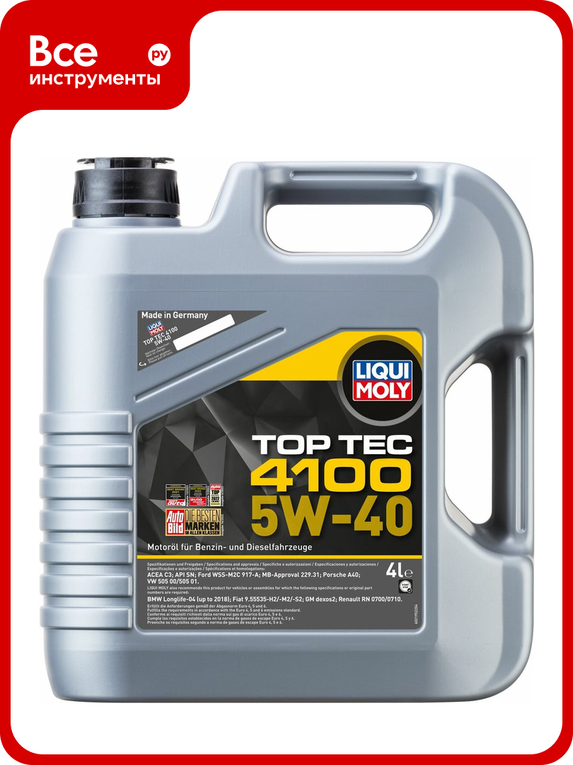 НС-синтетическое моторное масло LIQUI MOLY Top Tec 4100 5W-40 SN C3 4л 2195