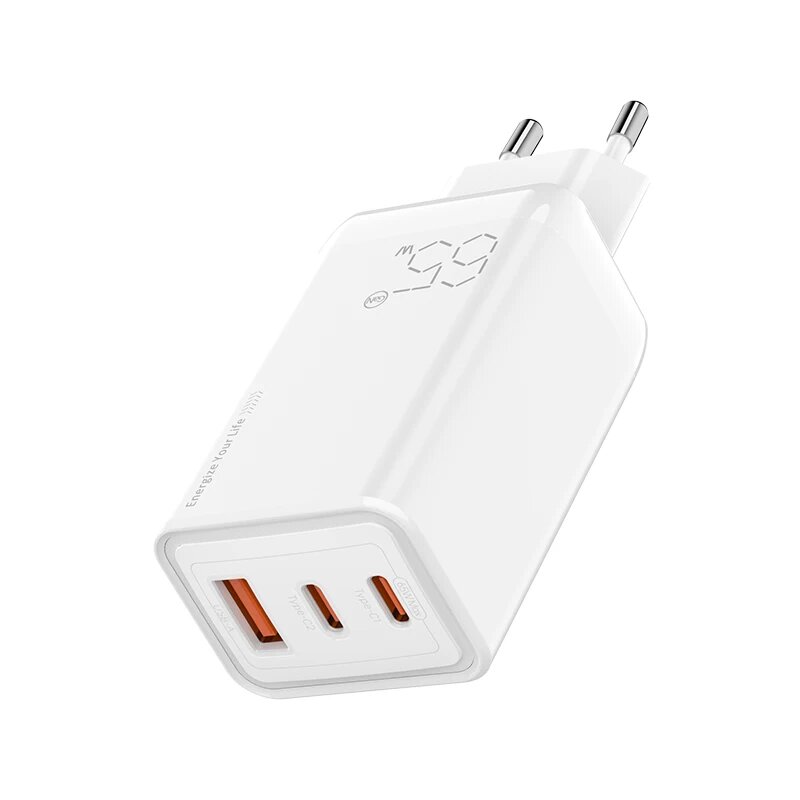 Зарядное устройство GaN 65W Vyvylabs, EU Plug, черное