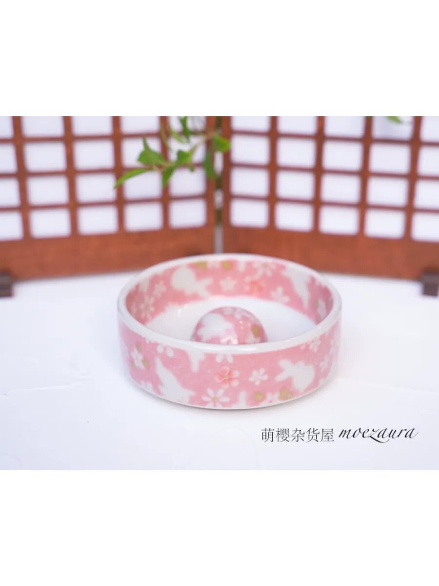 Керамическая курильница "Цветы и кролики" (вставка), Япония