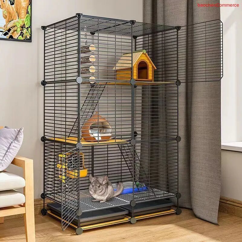 Клетка для шиншиллы большая с поддоном Металлическая, клетка для шиншиллы большая с поддоном деревянная Прочная сетка 1.5 см, защита от побега. С поилкой.