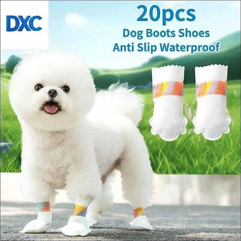 20 штук одноразовых чехлов для ног домашних животных, собачьи антигрязные бахилы, выгуливающие собачьи туфли