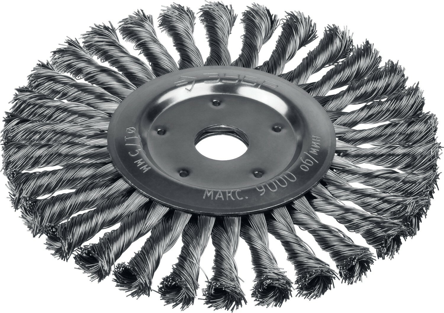 Щетка дисковая ЗУБР Профессионал, для УШМ, 175х22 мм, жгутированная стальная проволока 0.5 мм