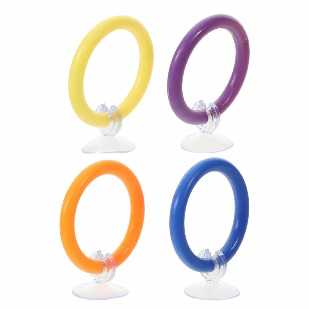 Набор из 4 пластиковых тренировочных колец с присосками для рыбок бетта, разноцветные аксессуары для аквариума