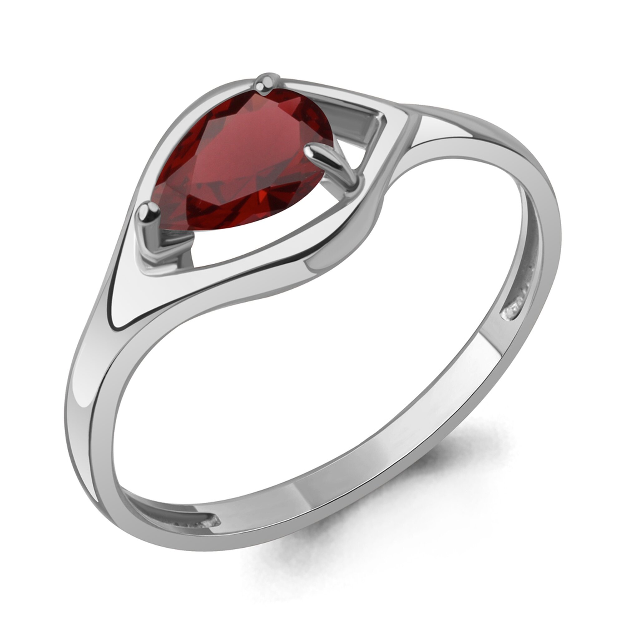 Кольцо, серебро, 925 проба, родирование, гранат