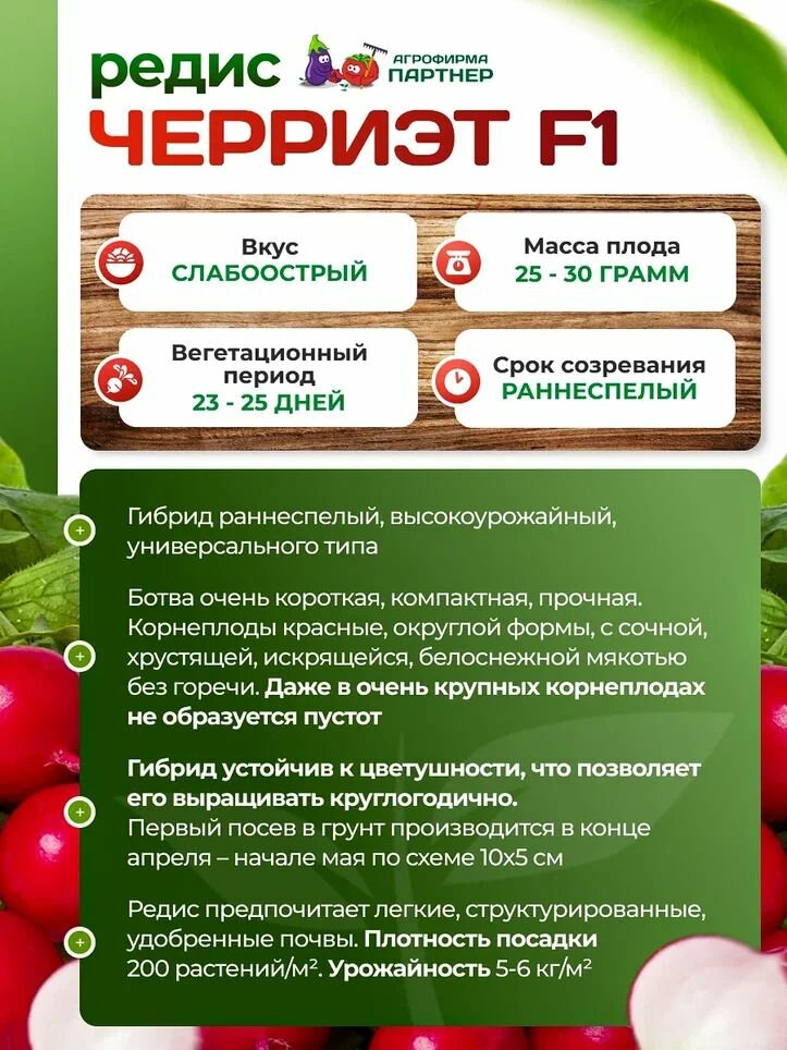 Семена редиса Черриэт, Агрофирма Партнер — фото 1