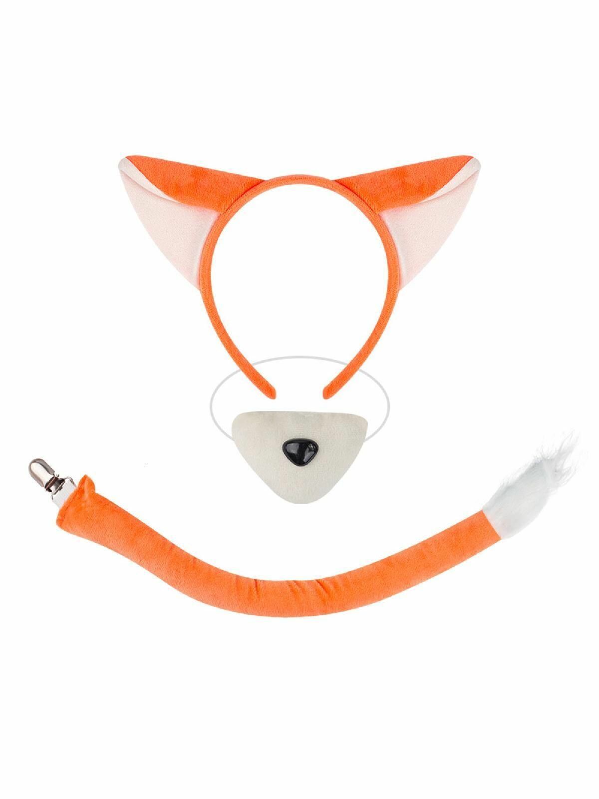 Костюм лисы с ушами, хвостом и юбкой-пачкой, Оранжевая лиса 3шт комплект