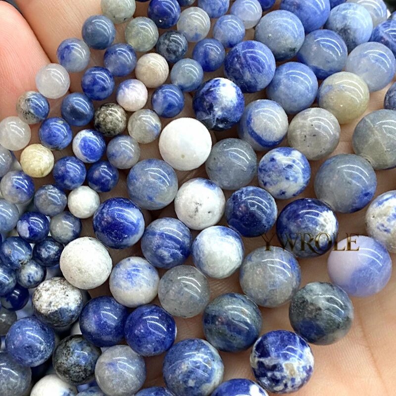Черный кружевной агат, бусины YWROLE 36 см Синий, 6mm about 61pcs, New sodalite