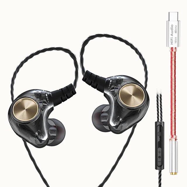 Внутриканальные наушники с 15D объемным звуком, HiFi басами, акустическим управлением, проводные наушники с 3,5-мм разъемом для музыки, игр и спорта, а также микрофоном для диджеев.