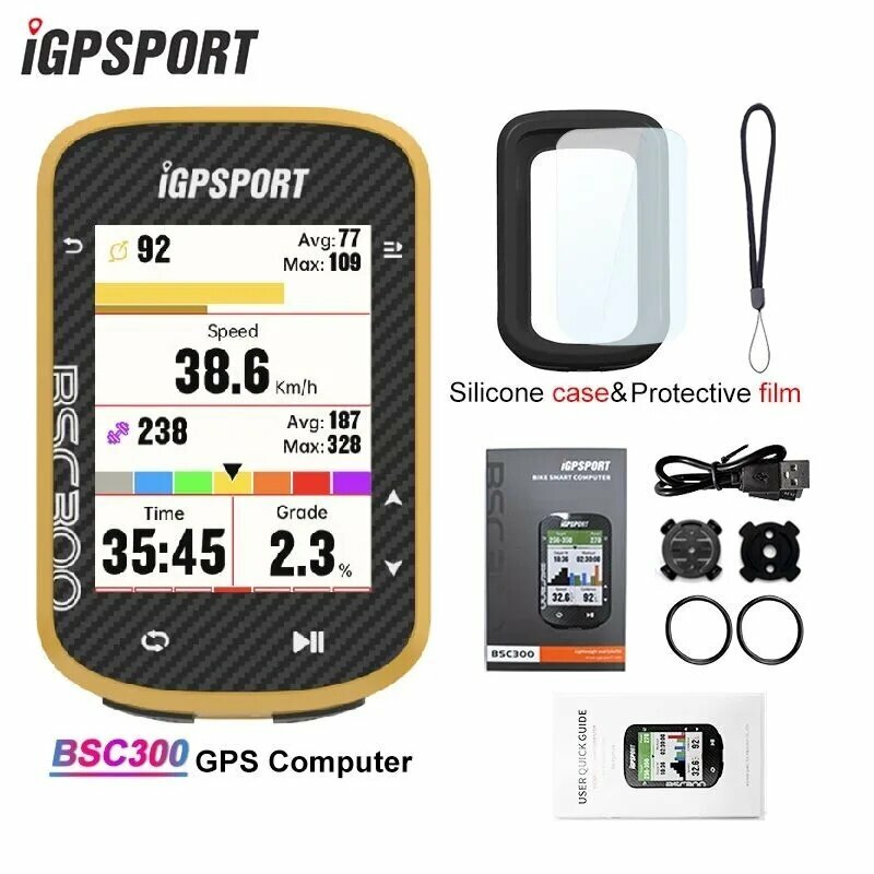 IGPSPORT BSC300 Велосипедный спидометр Беспроводной водонепроницаемый IPX7 Компьютерный спидометр GPS 2,4 - дюймовый жидкокристаллический дисплей Bluetooth ANT + mtb