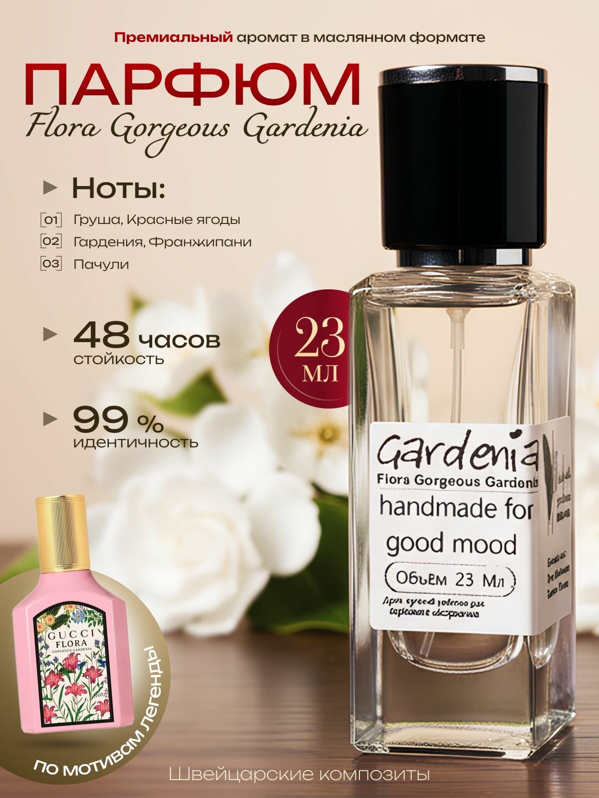 Духи флора гардения ( по мотивам Flora by Gucci Gorgeous Gardenia Gucci)