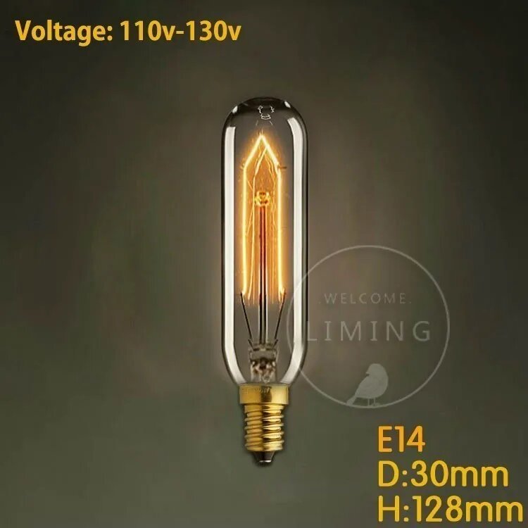 JUDU Ретро лампа накаливания E14 40 Вт T10 E14 110V