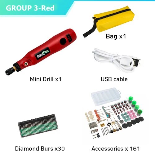 Мини дрель Red 192pcs, набор для маникюра