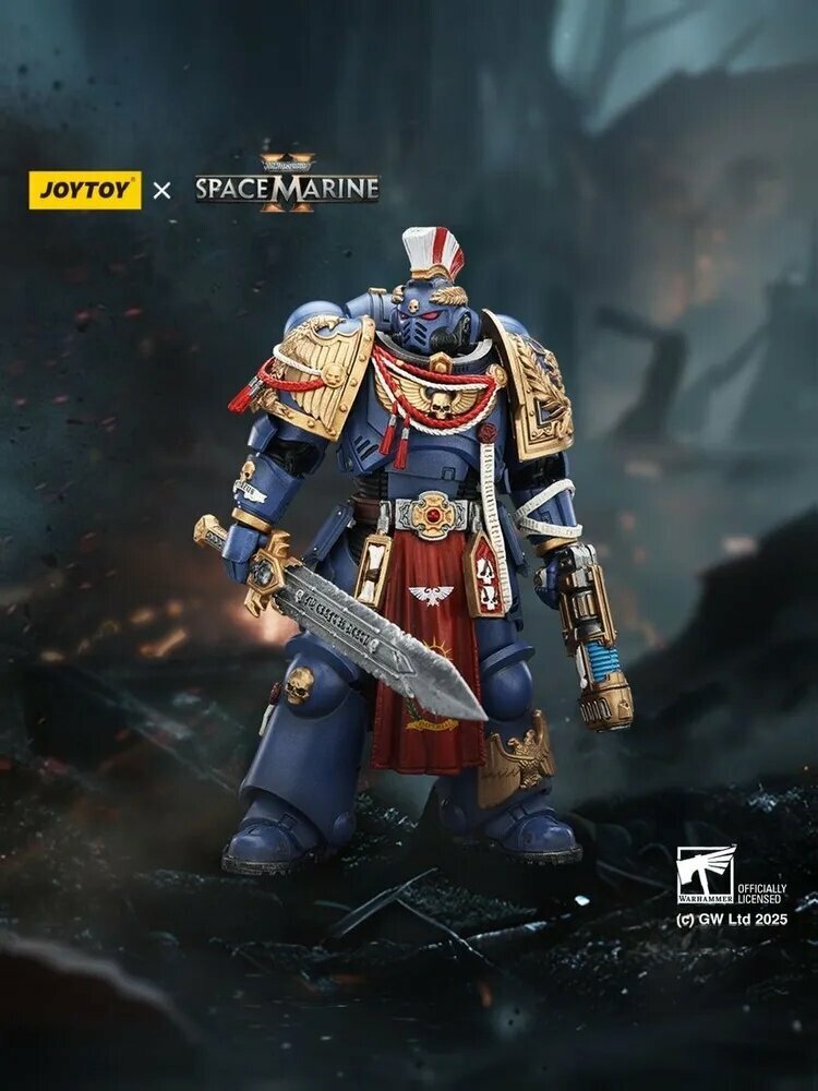 Подвижная фигурка JOYTOY Warhammer 40K Action Figures Ultramarines Relic Primus Armour with Plasma Pistol and Combat Blade Game Collaboration Edition 1/18