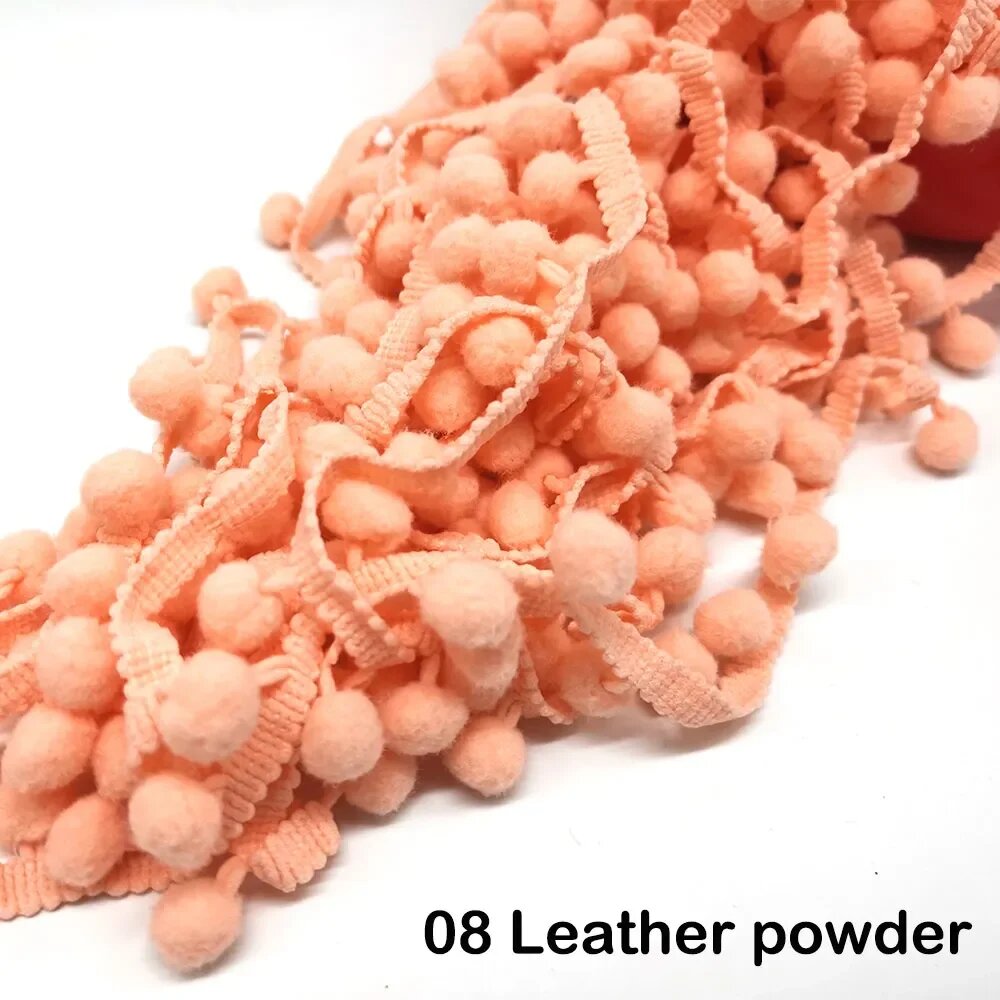 Лента с помпонами, цвет 08 LeatherPink, 5 ярдов