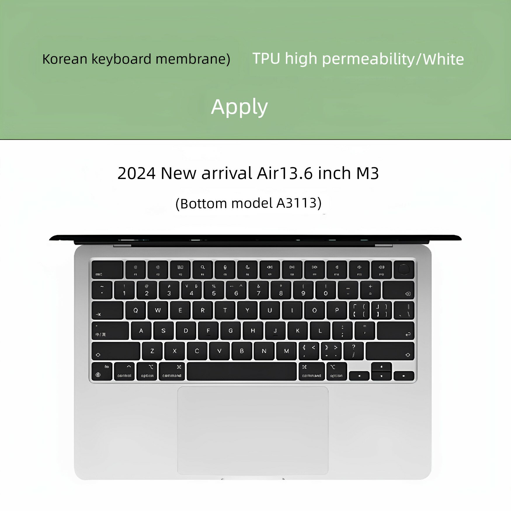 Клавиатурная пленка на корейском языке для Apple MacBook Air 13.6-дюймовый M3 (A3113) премиум