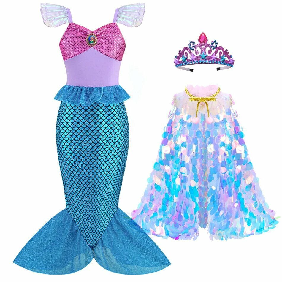 Детский костюм русалки Ариэль PAMABIBI 150cm, Mermaid Dress I