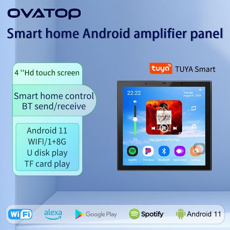 Умный дом, настенный усилитель, система Android 11, аудиоусилитель, Bluetooth, White amp-4 spks