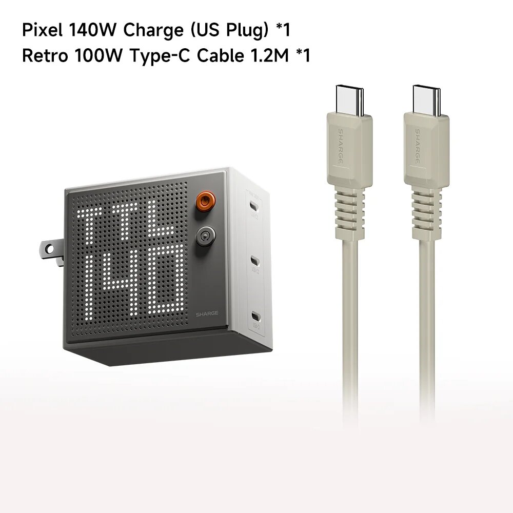Sharge Pixel 140W зарядное США с кабелем 100W Type-C