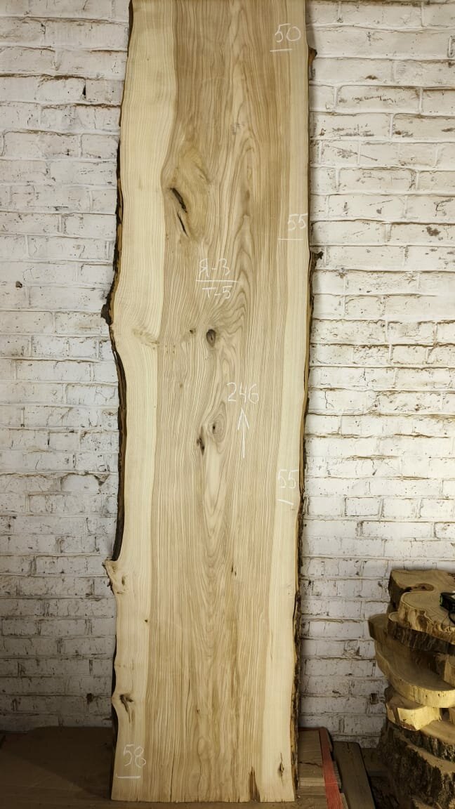 Слэб дерева Ясень Я3, выровнен в плоскости, влажность 10-11%.