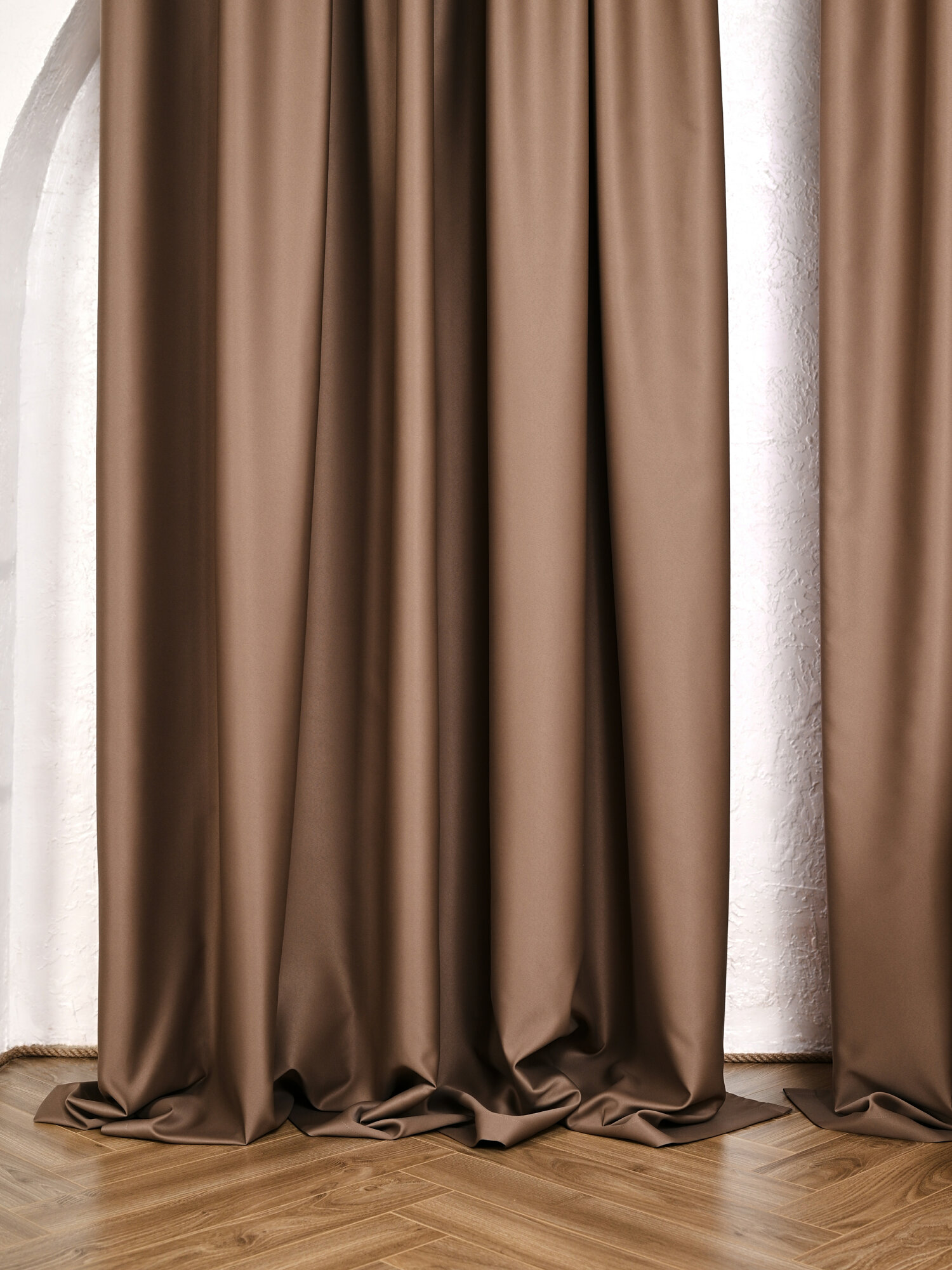 Шторы блэкаут 90% коричневый 400х265см, 2 полотна, (каждое 200х265 см), шторная лента 6 см Erika Home (Evrika Home)