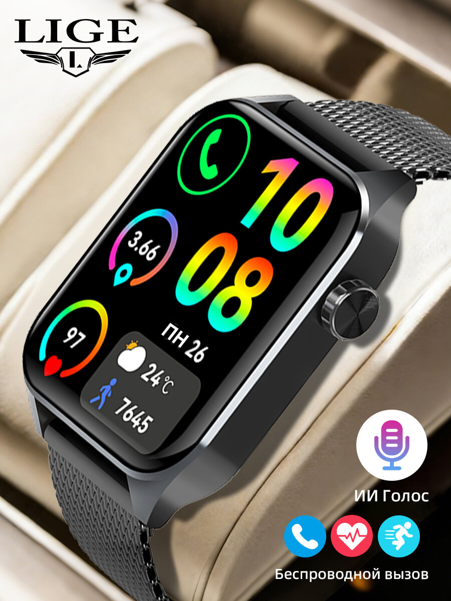 Смарт-часы V22 с Bluetooth-звонками, металл CNC, IP68, точные датчики, полуночный обсидиан