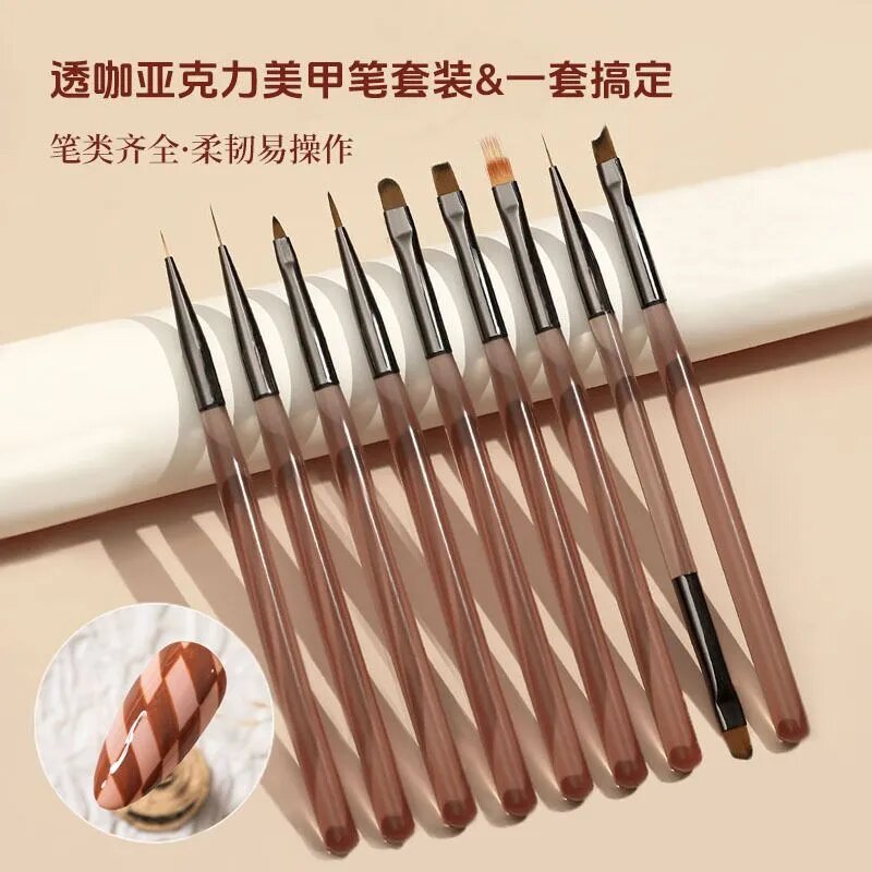 9 тонких кистей только для дизайна ногтей, рисования линий и градиента