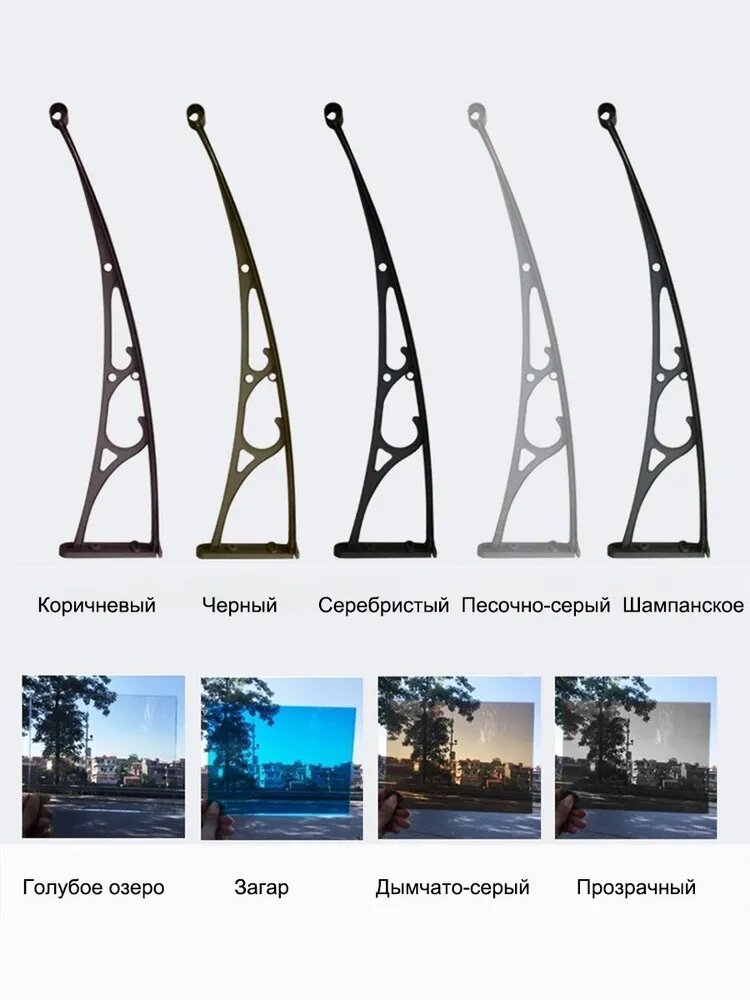 Козырек над крыльцом из пластика, черный цвет для защиты от дождя и солнца — фото 1