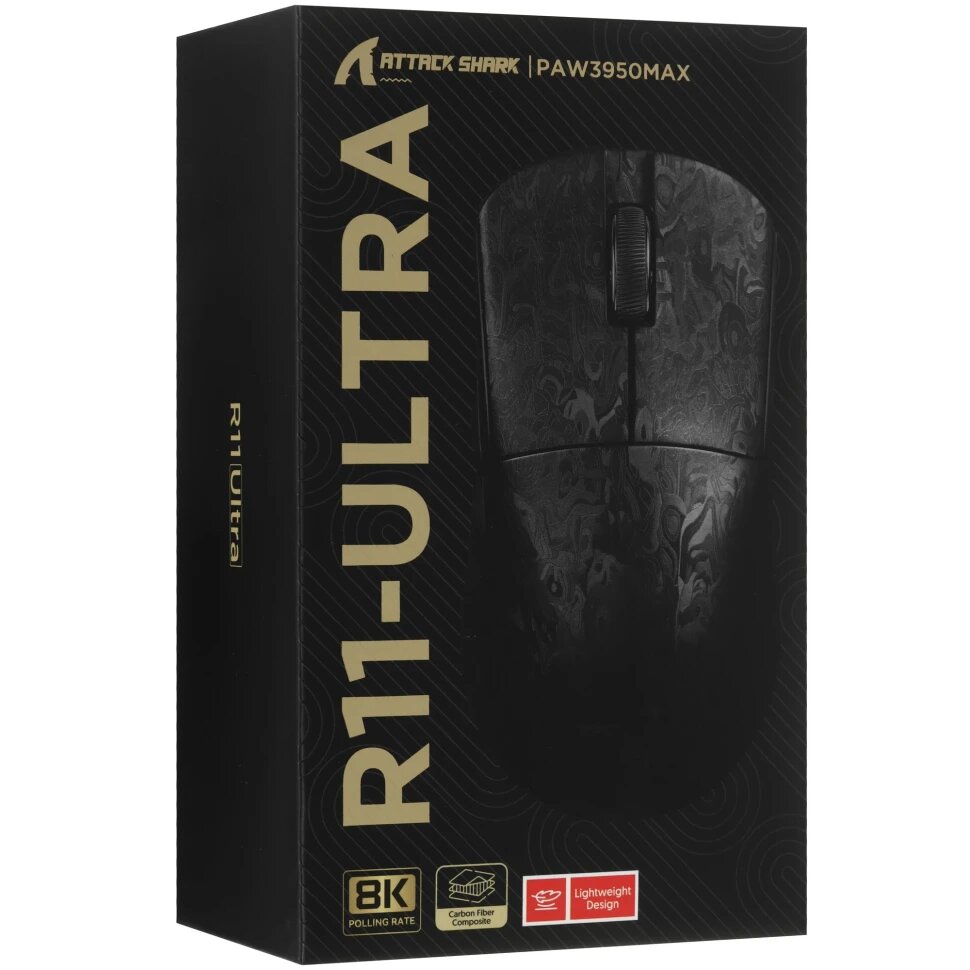 Мышь беспроводная/проводная Attack Shark R11Ultra [SharkR11UltraForgedBlack] черный