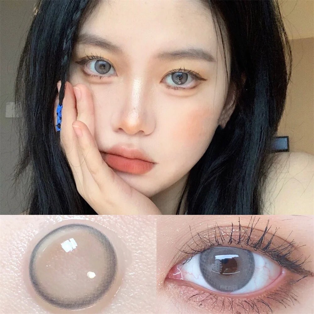 Цветные контактные линзы Morningcon для близорукости 0-800 диоптрий, годовые, диаметр 14 мм gray