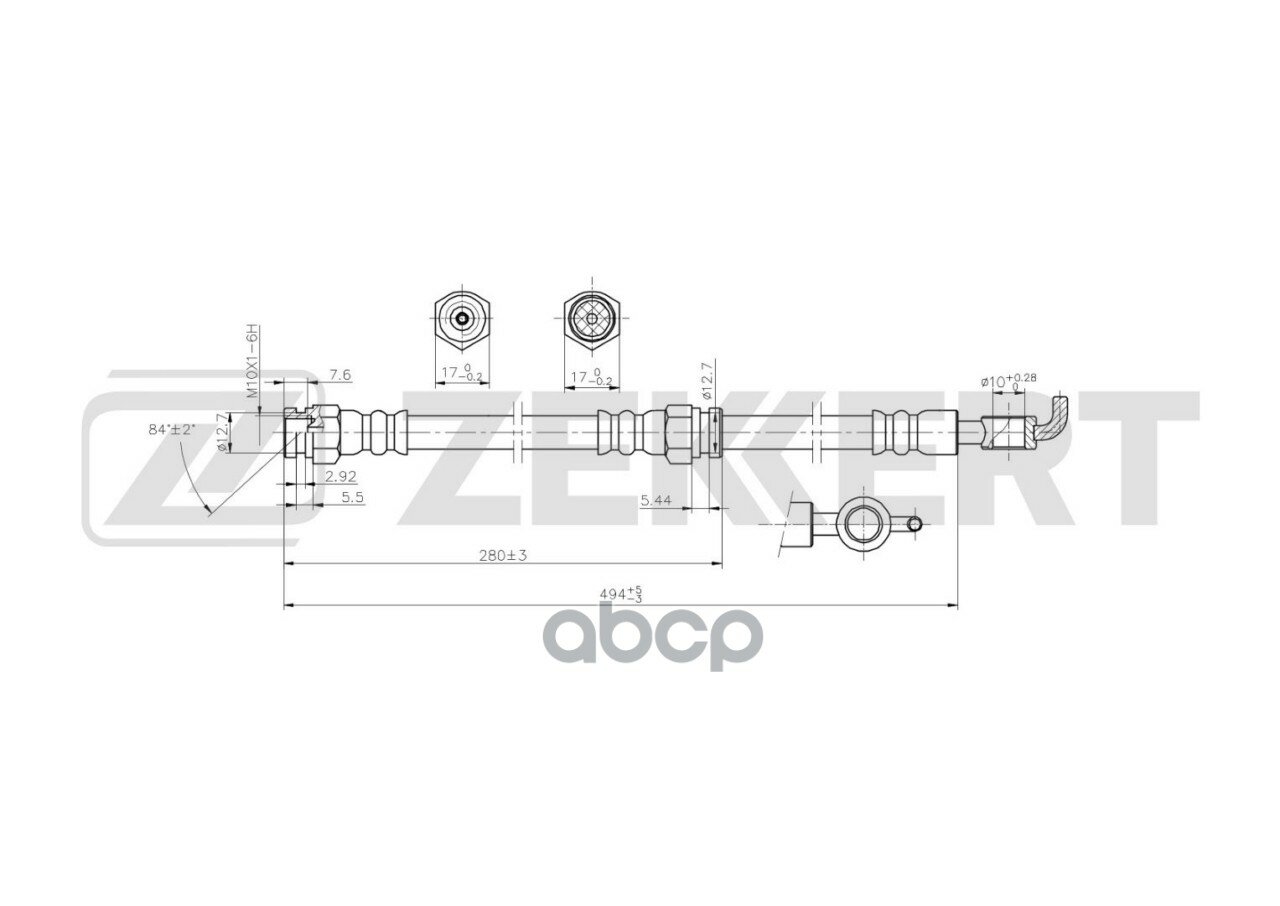 Шланг тормозной задний Mazda MX-6 92- 626 V 98- Xedos 6 92- Zekkert арт. bs-9106