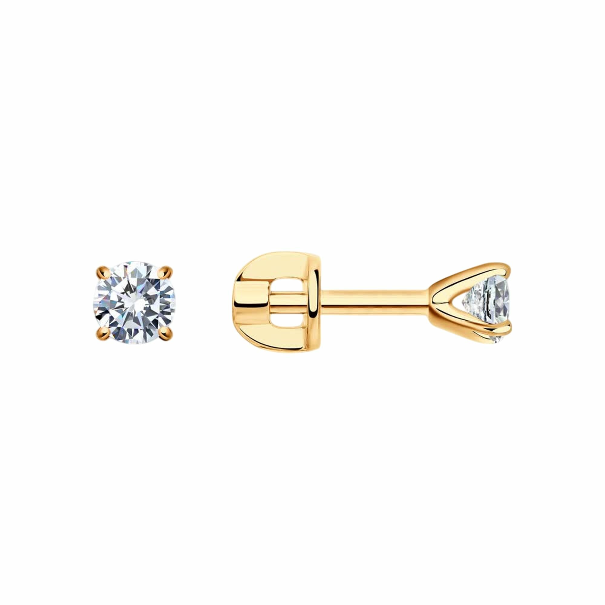 Серьги, красное золото, 585 проба, бриллиант