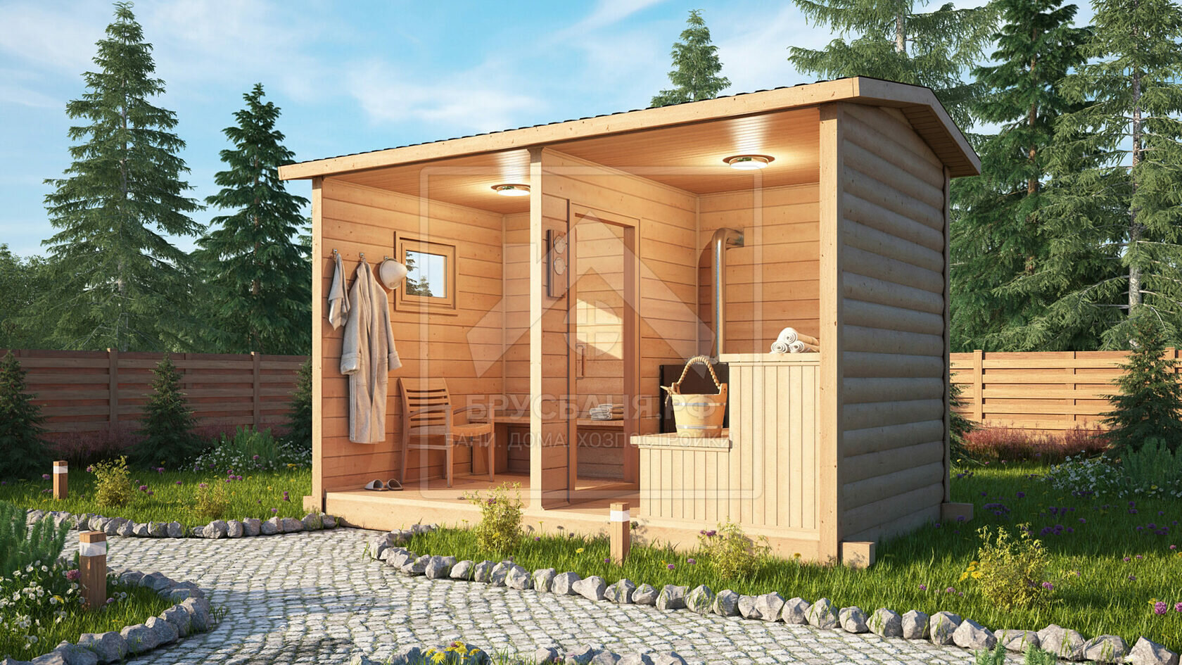 Компактная баня 2,4×3,6 метров