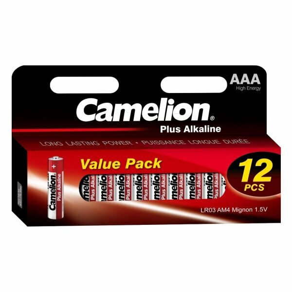 Батарейка алкалиновая (щелочная) Camelion LR03-HP12