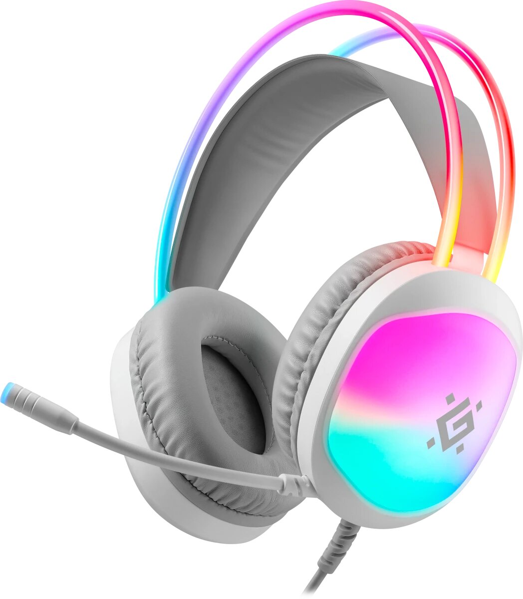 Игровая гарнитура Eclipse белый, RGB, провод 2 м DEFENDER, 20-20000 Гц