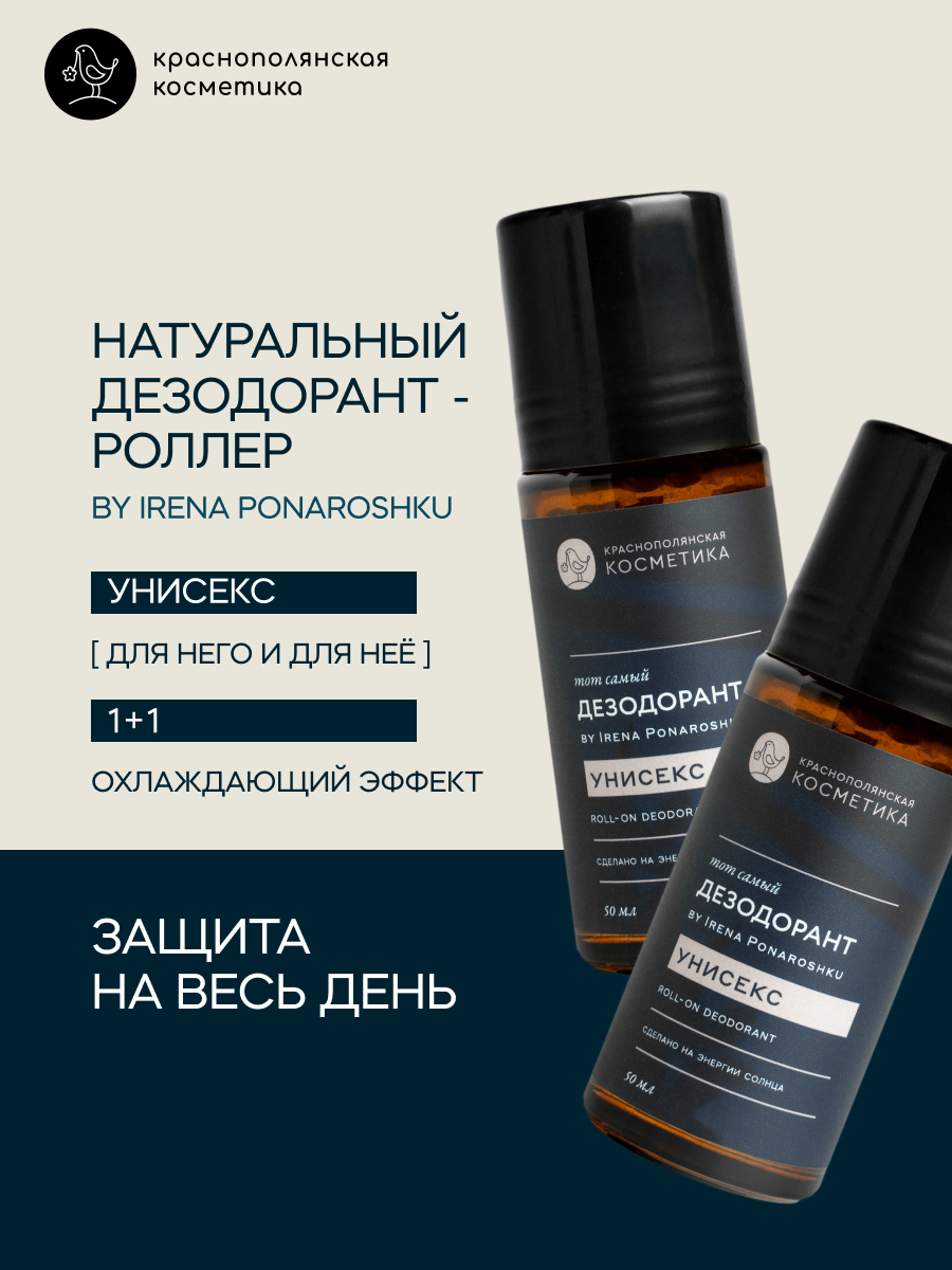 Краснополянская косметика Дезодорант-роллер "Тот самый дезодорант by Irena Ponaroshku Унисекс", 50 мл, 2 шт.