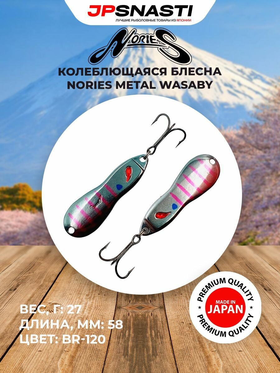 Колеблющаяся блесна для рыбалки Nories Metal Wasaby, 27 гр, BR-120