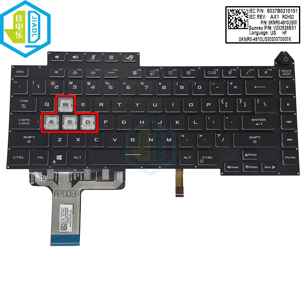 Клавиатура для ASUS ROG Strix G15 US, цвет: UScrystal keys