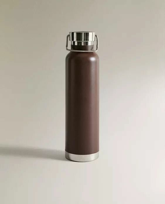 Бутылка для воды ZARA HOME 3390/439/716 - из нержавеющей стали, 650 мл, 27 х 7 х 5 см, цвет коричневый
