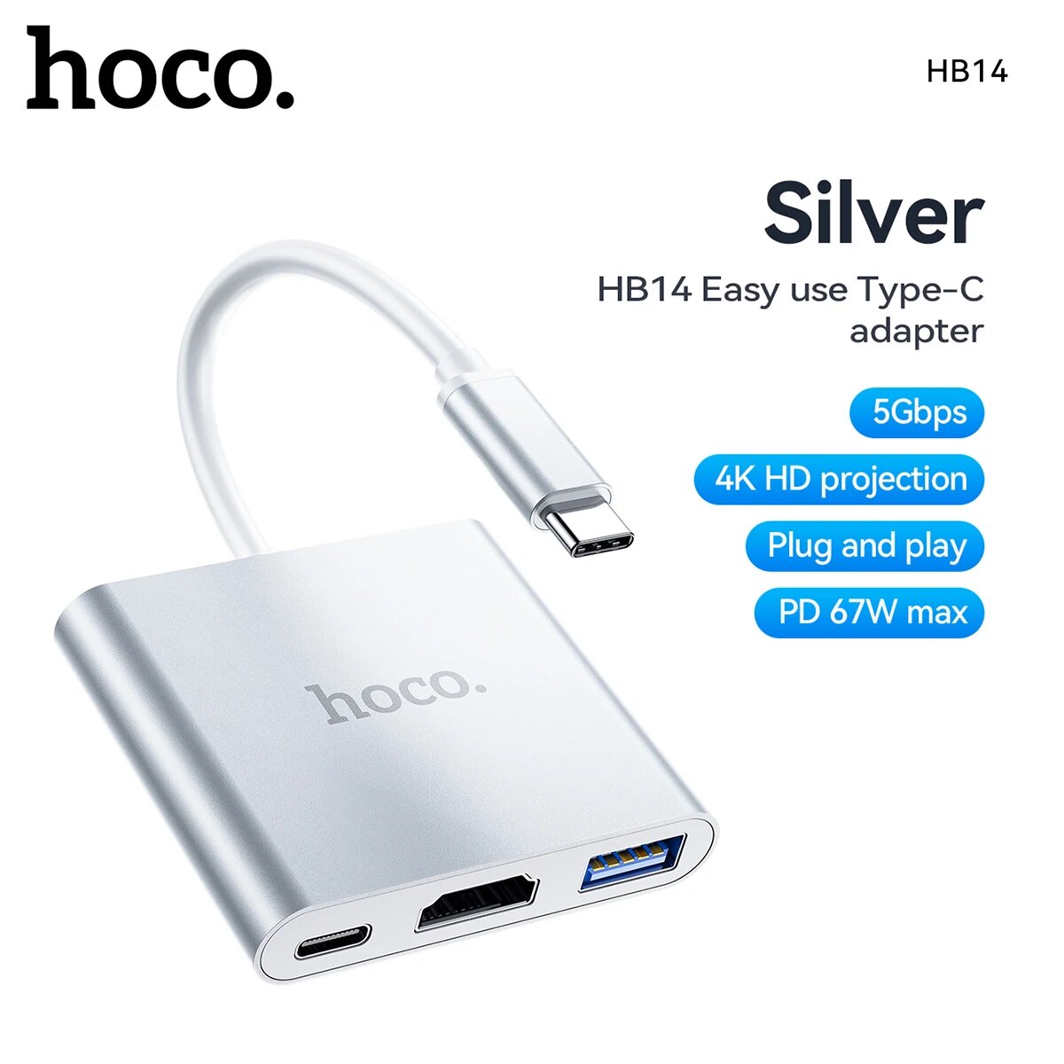 HOCO Тип C к USB 3.0 HDMI-совместимый разветвитель-концентратор 4K/30 Гц Док-станция USB C OTG для Mac Windows 7 8 10 Конвертер