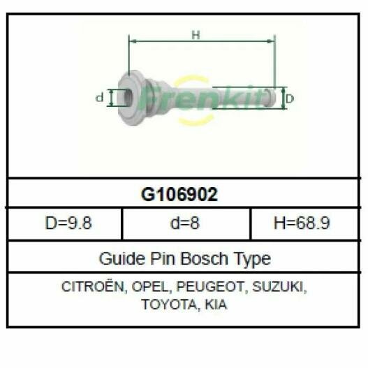 Направляющая суппорта FRENKIT G106902 Citroen. Opel, Peugeot, Kia