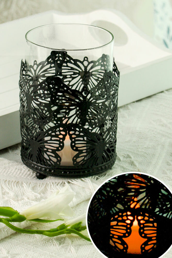 Подсвечник танец бабочек, стекло, металл, 11 см, Koopman International AAE330620