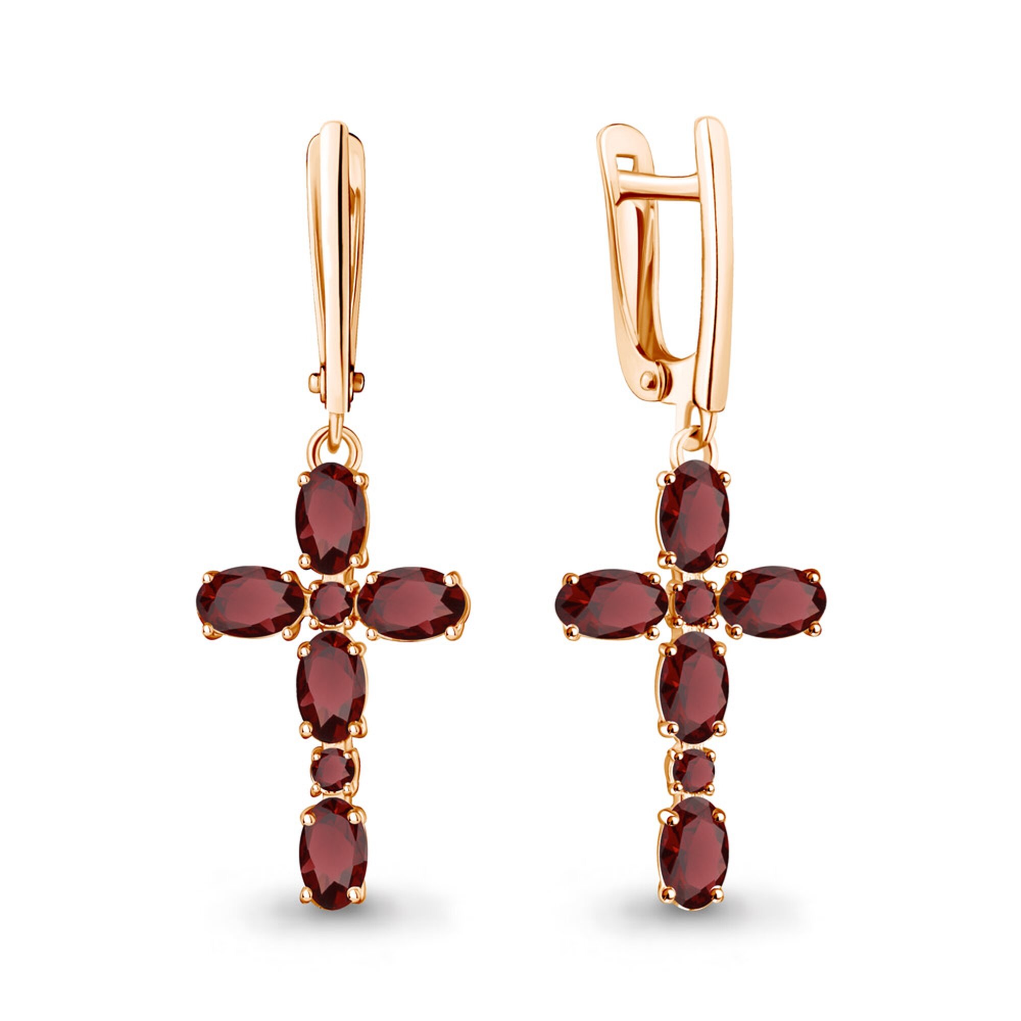 Серьги, серебро, 925 проба, золочение, гранат