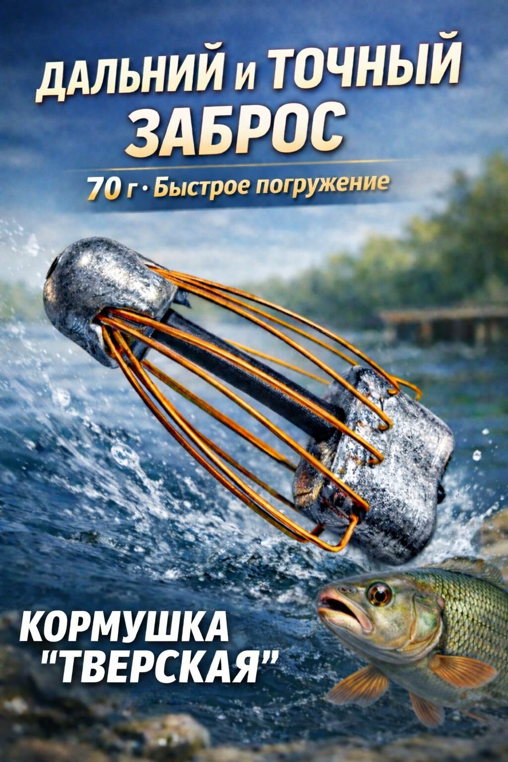 Кормушка клетка для рыбалки 70 г "Тверская" 1шт, фидерная, груз кормушка для донной ловли на течении