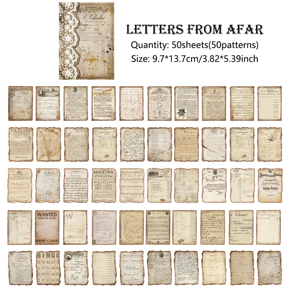 Винтажная бумага для скрапбукинга Letters from afar